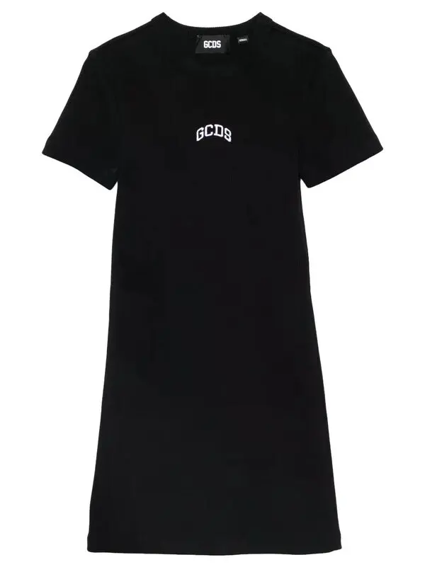 Gcds Logo-embroidered Mini Dress - Black