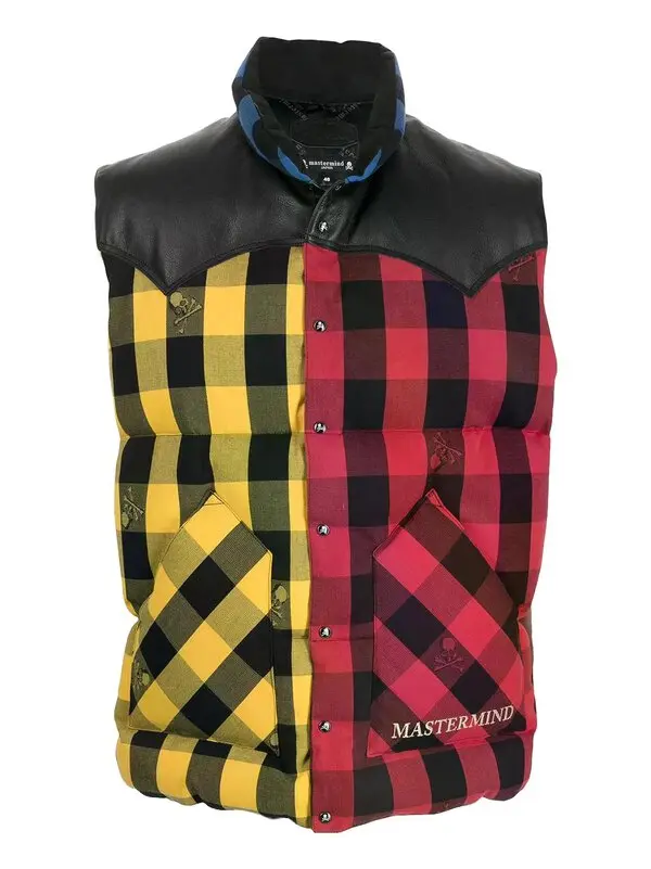 MASTERMIND WORLD Check-print Padded Gillet - Red