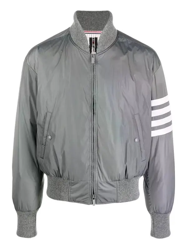Thom Browne 4-bar Stripe Bomber Jacket - Grey