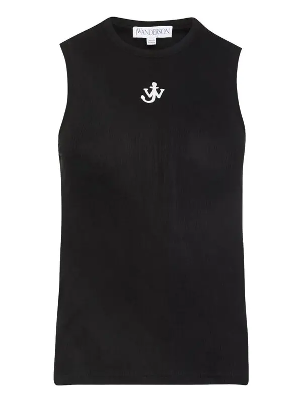 JW Anderson Anchor-embroidered Top - Black