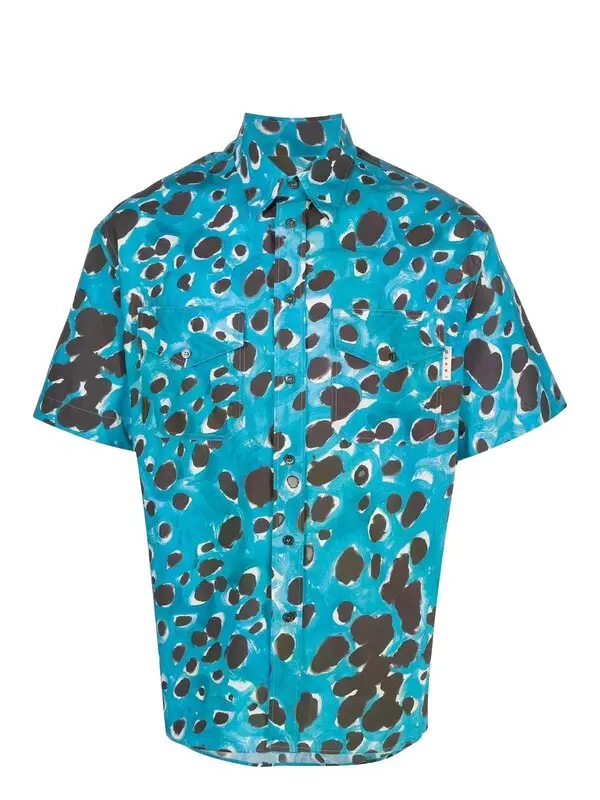 Marni Spot-print Short-sleeve Shirt - Blue