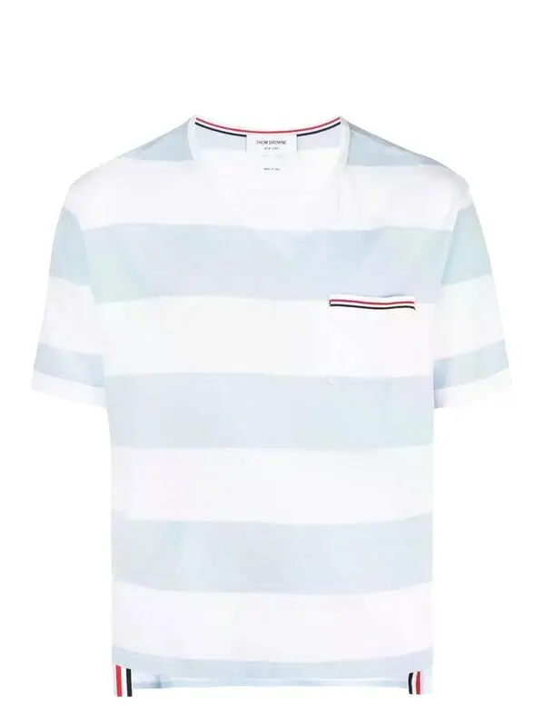 Thom Browne Rwb Pocket Striped T-shirt - Blue