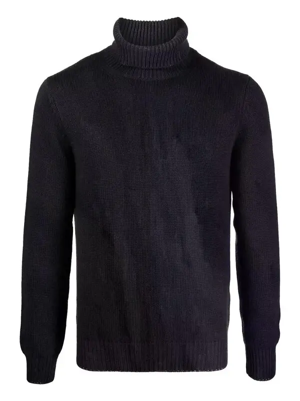 DELL'OGLIO Roll-neck Rib-trimmed Jumper - Grey