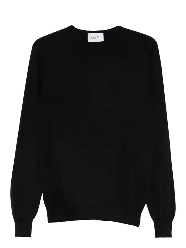 D4.0 Virgin Wool Crew Neck Sweater - Black