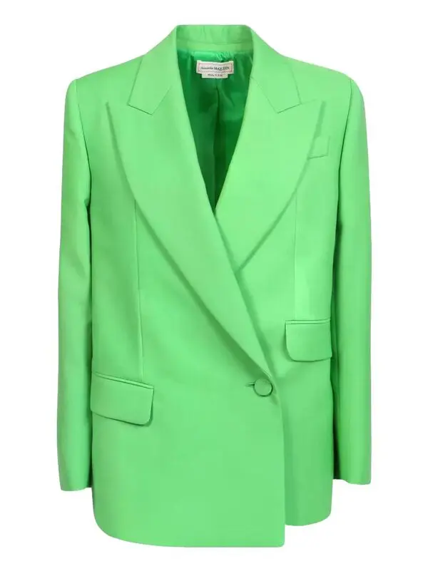 Alexander McQueen Double-breasted Drop Hem Blazer - Green
