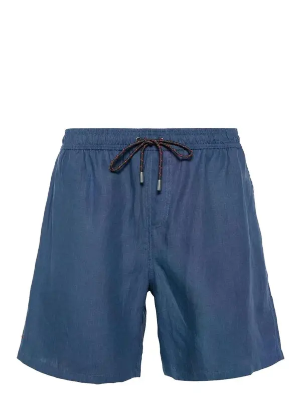 Sease Drawstring-waist Hemp Shorts - Blue