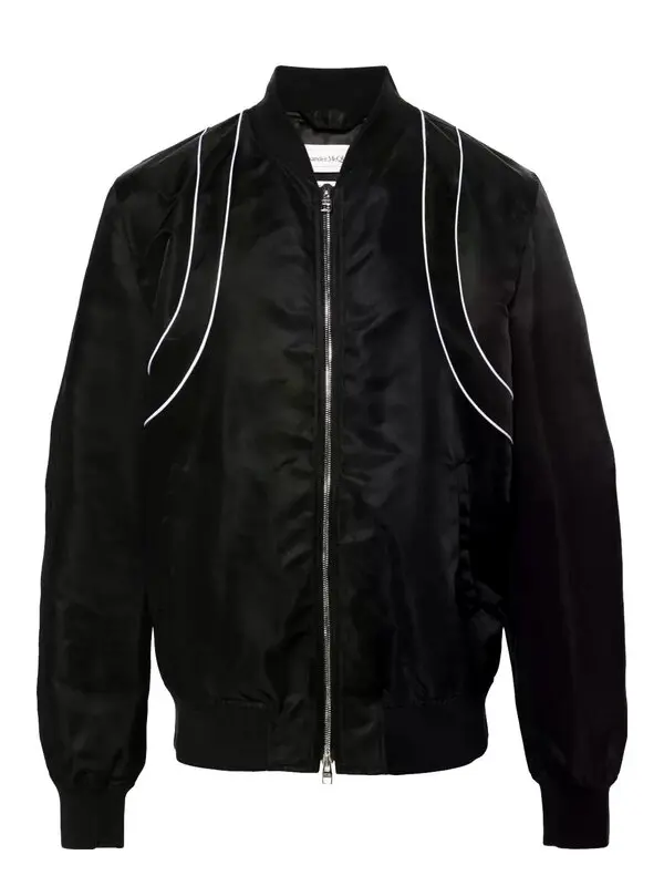 Alexander McQueen Piped-trim Zip-up Bomber Jacket - Black