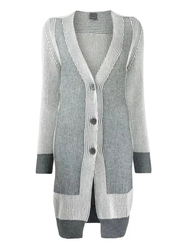 Lorena Antoniazzi Colour-block Ribbed-knit Cardigan-coat - Grey