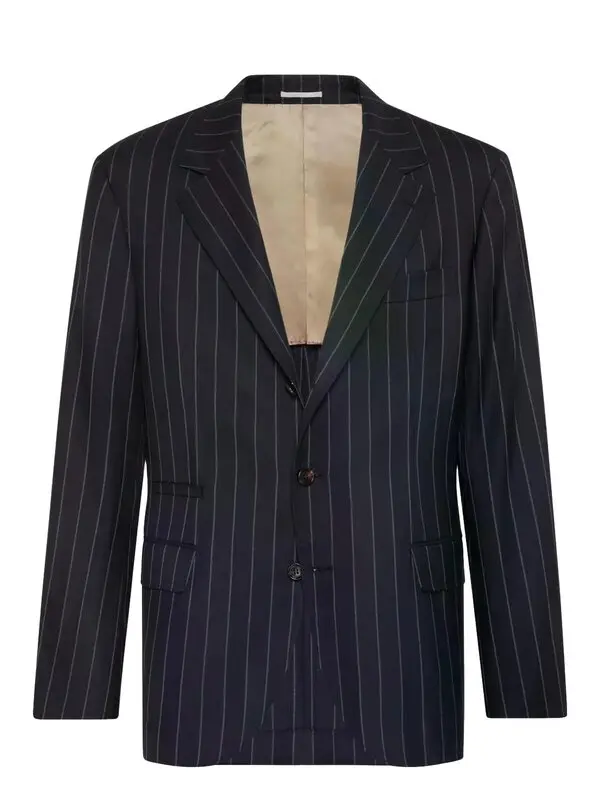 Brunello Cucinelli Pinstripe Wool Blazer - Black