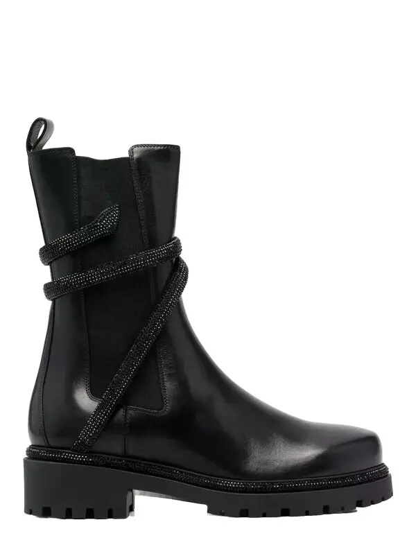 Rene Caovilla Wrap-around Leather Boots - Black