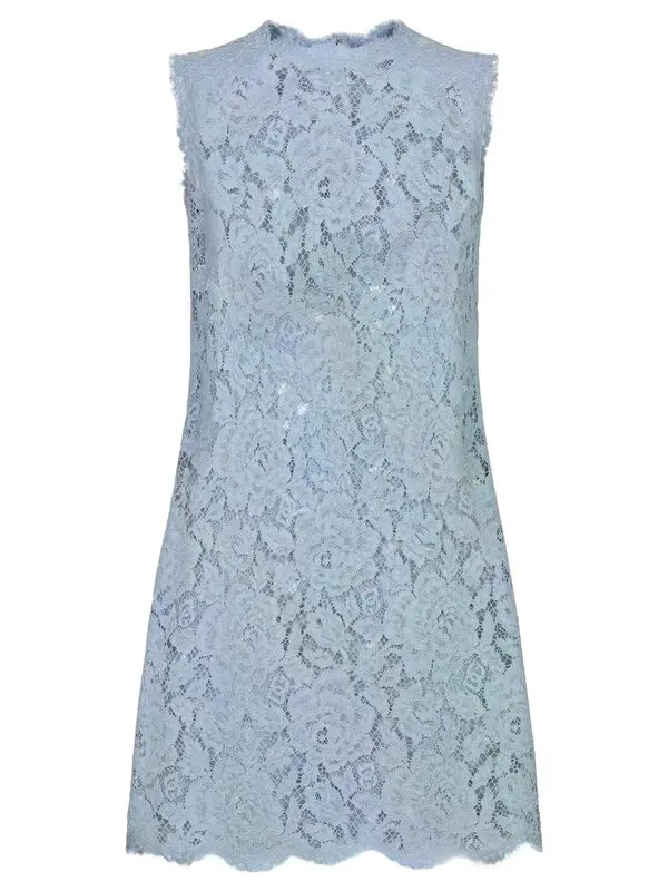 Dolce & Gabbana Dna Floral-lace Shift Mini Dress - Blue