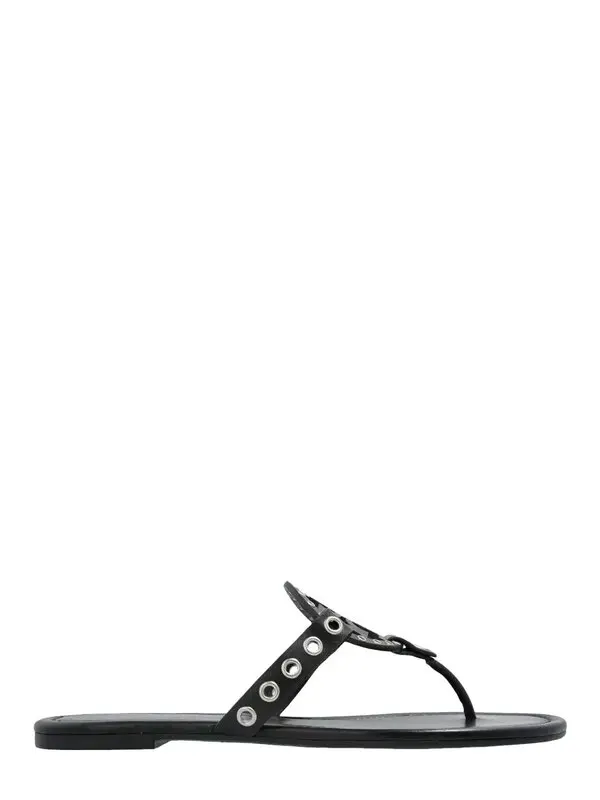 Tory Burch Eyelet-embellished T-bar Sandals - Black