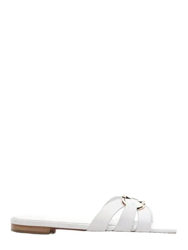 TWINSET Oval T-plaque Leather Slides - White