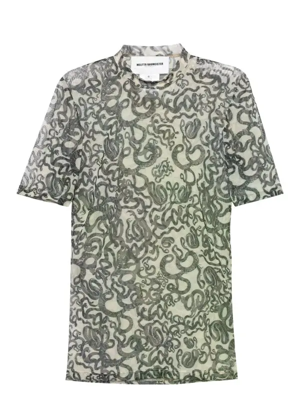 MELITTA BAUMEISTER Snake-print Semi-sheer T-shirt - Multicolour