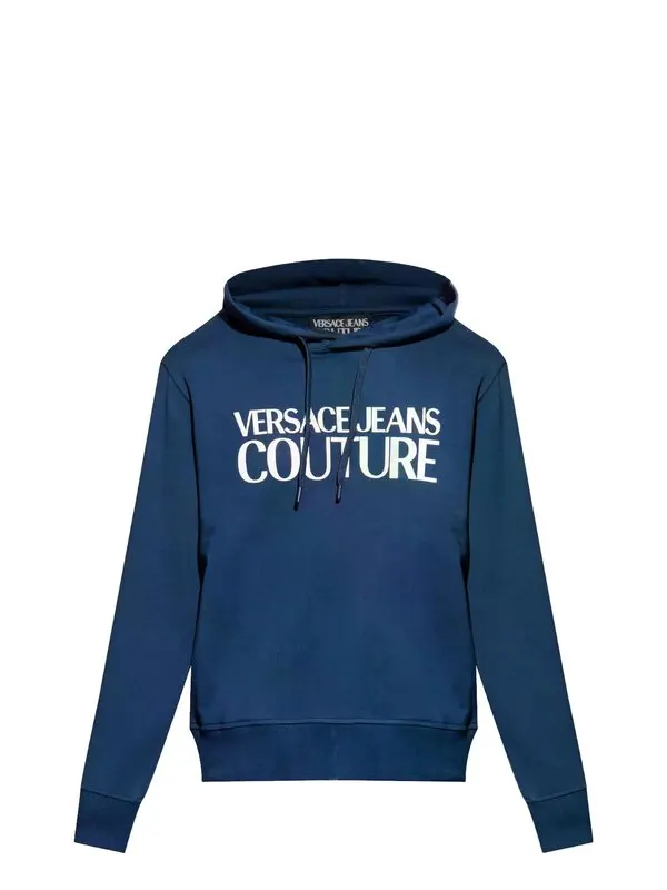Versace Logo-print Hoodie - Blue