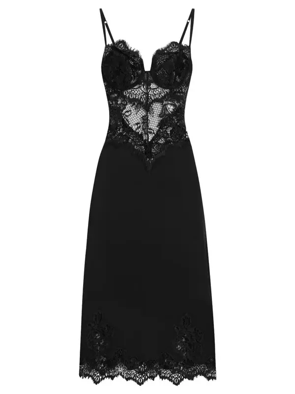 Dolce & Gabbana Midi Floral-lace Dress - Black