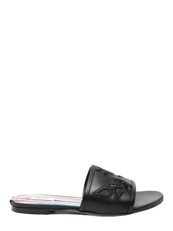 Thom Browne Icon Claquette Leather Slides - Black