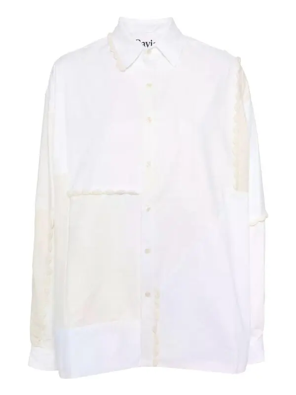 CAVIA Panelled Crochet-trim Shirt - Neutrals