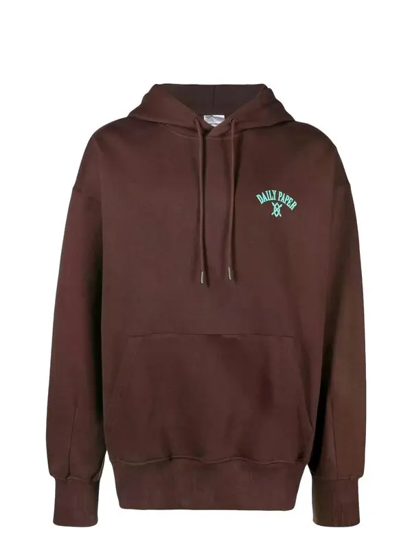 DAILY PAPER Graphic Print Cotton Hoodie - Brown