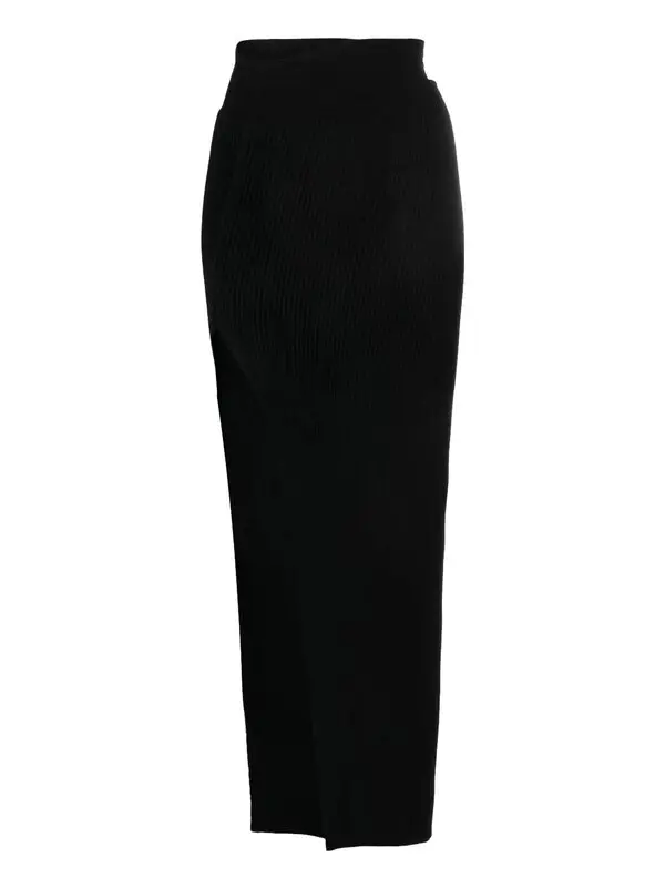 Rick Owens Side-slit Ribbed-knit Skirt - Black