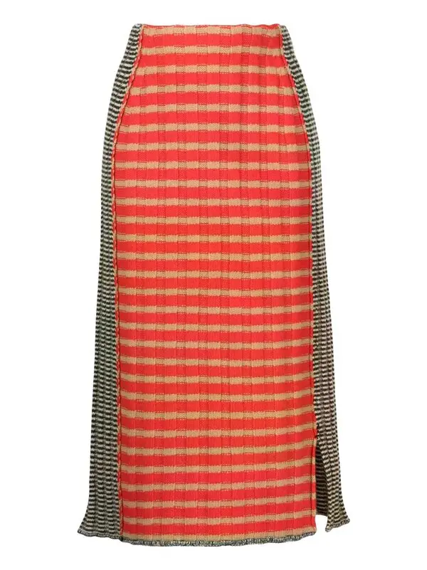 YANYAN Check-print Knitted Skirt - Multicolour