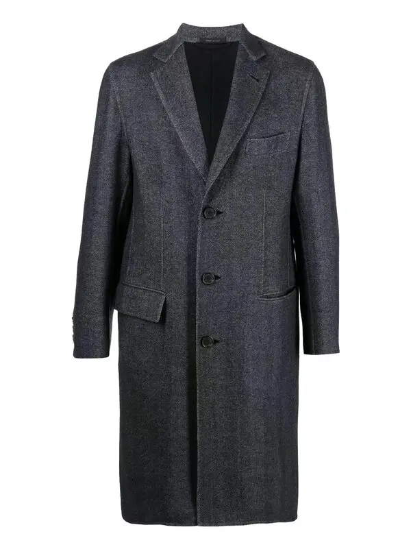 Brioni Single-breasted Virgin Wool Coat - Blue