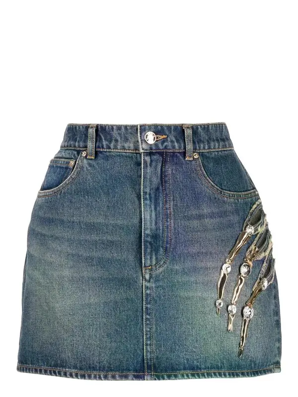 AREA Claw Cut Denim Miniskirt - Blue