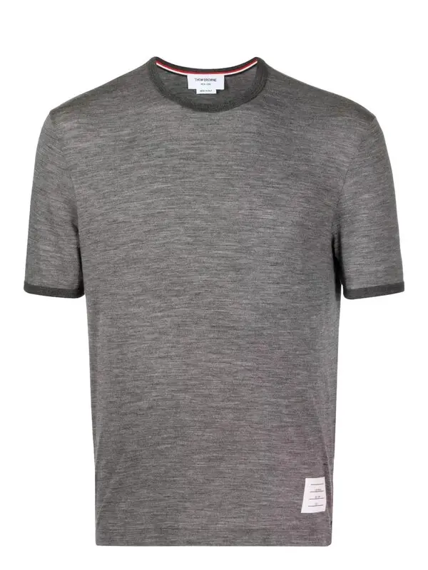Thom Browne Ringer Cotton T-shirt - Grey