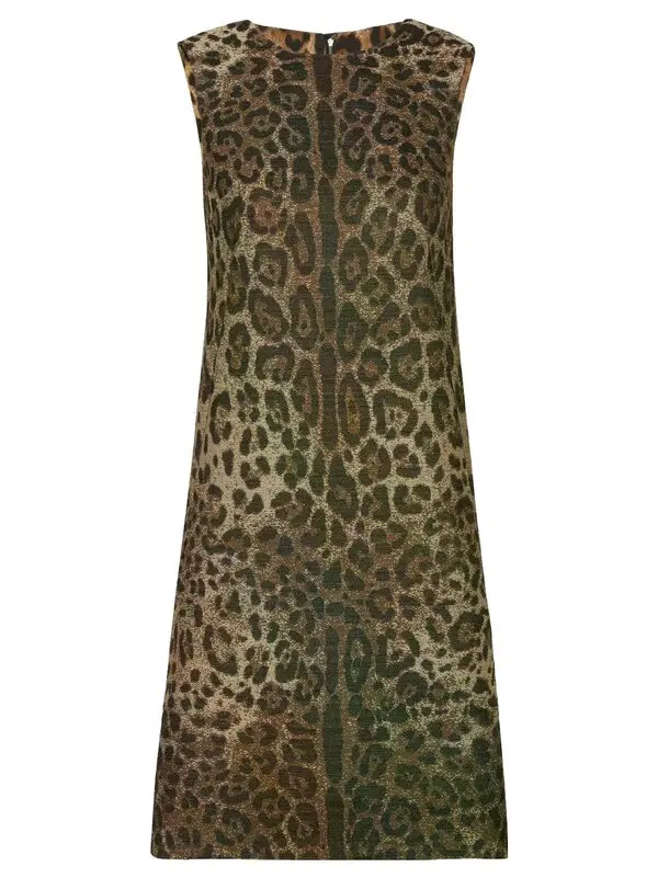 Dolce & Gabbana Leopard-jacquard Midi Dress - Brown