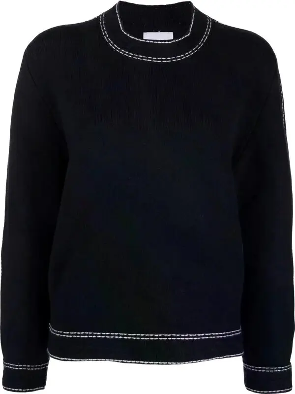 BARRIE Contrasting-stitch Jumper - Blue