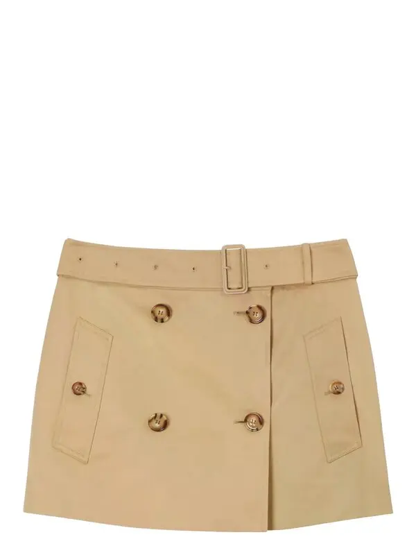 Burberry Gabardine Cotton Miniskirt - Neutrals