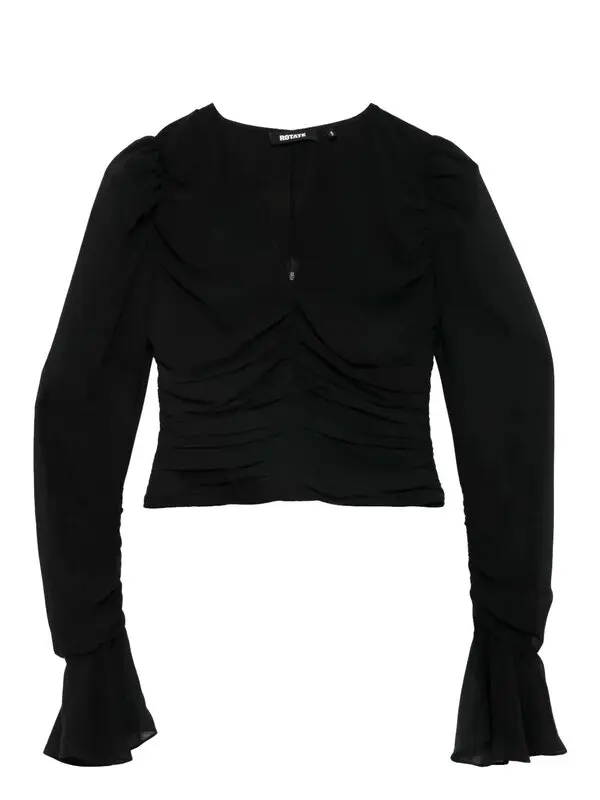 ROTATE BY BIRGER CHRISTENSEN Chiffon Long-sleeve Top - Black