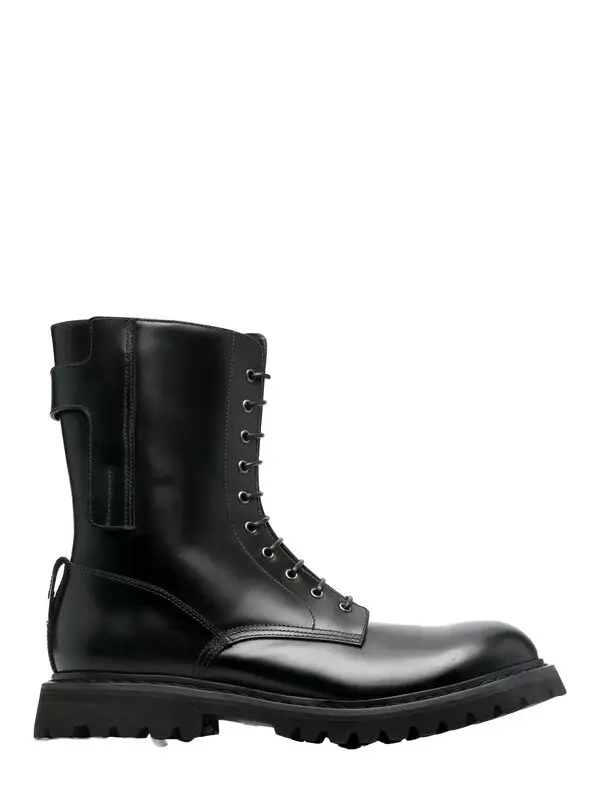 Premiata Lace-up Leather Ankle Boots - Black