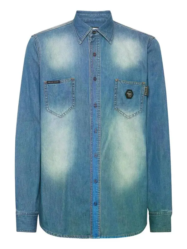Philipp Plein Skull-appliqué Shirt - Blue