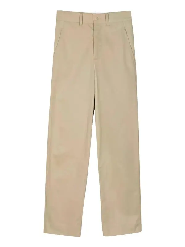 BODE High-rise Straight-leg Cotton Trousers - Neutrals