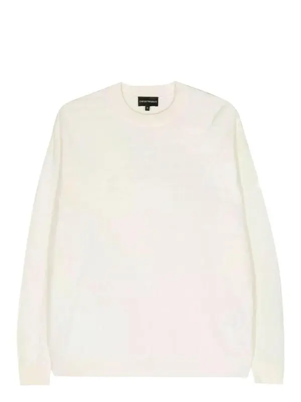 Emporio Armani Logo-jacquard Cotton Jumper - Neutrals
