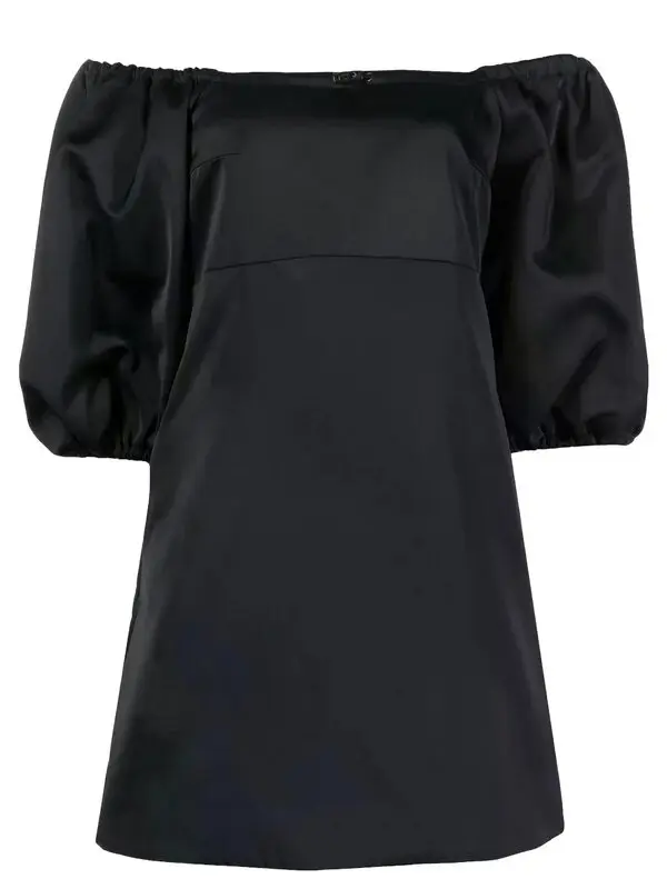 PATOU Puff-sleeve Bardot Mini Dress - Black