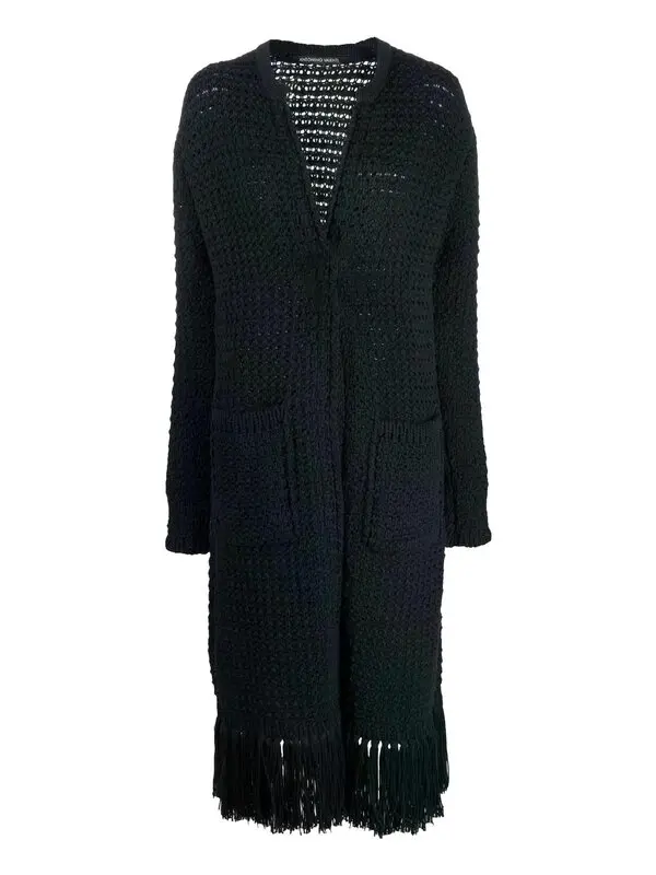 ANTONINO VALENTI Chunky-knit Frayed-edge Cardigan-coat - Blue