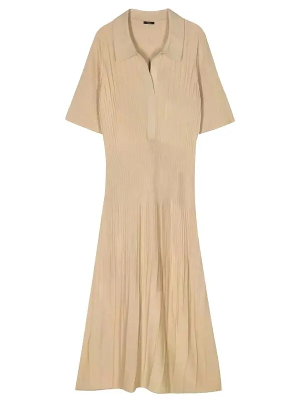 JOSEPH Split-neck Wool Midi Dress - Neutrals