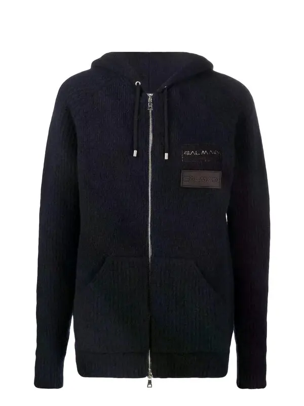 Balmain Logo-patches Zipped Hoodie - Blue