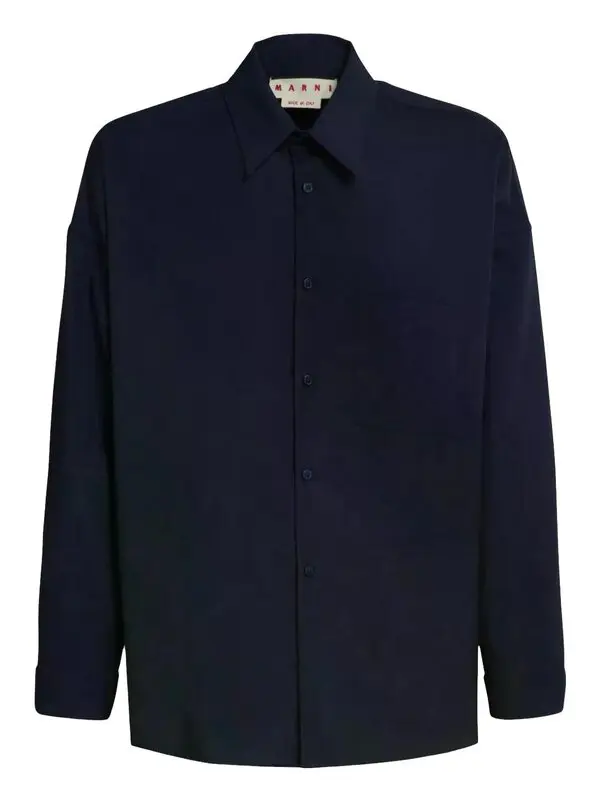 Marni Logo-tag Long-sleeve Shirt - Blue
