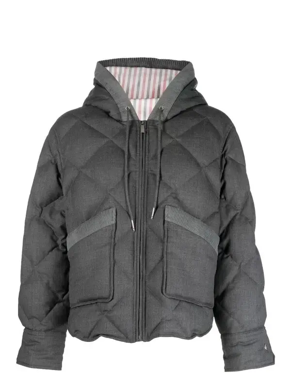 Thom Browne Super 120's Hooded Padded Jacket - Grey