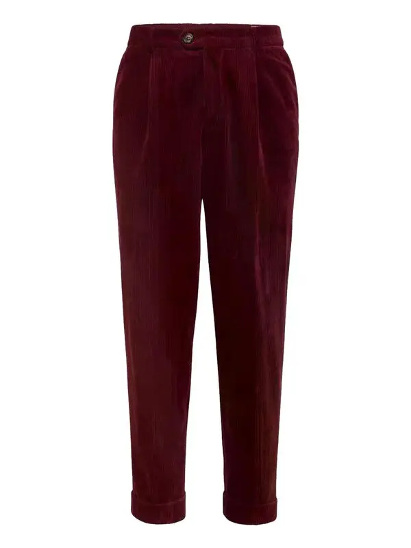 Brunello Cucinelli Pleated Tape Trousers - Red