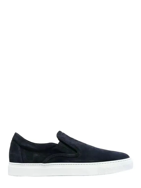 SCAROSSO Leather And Suede Slip-on Sneakers - Blue