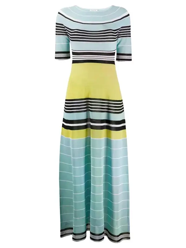 LANVIN Striped Long Knitted Dress - Blue