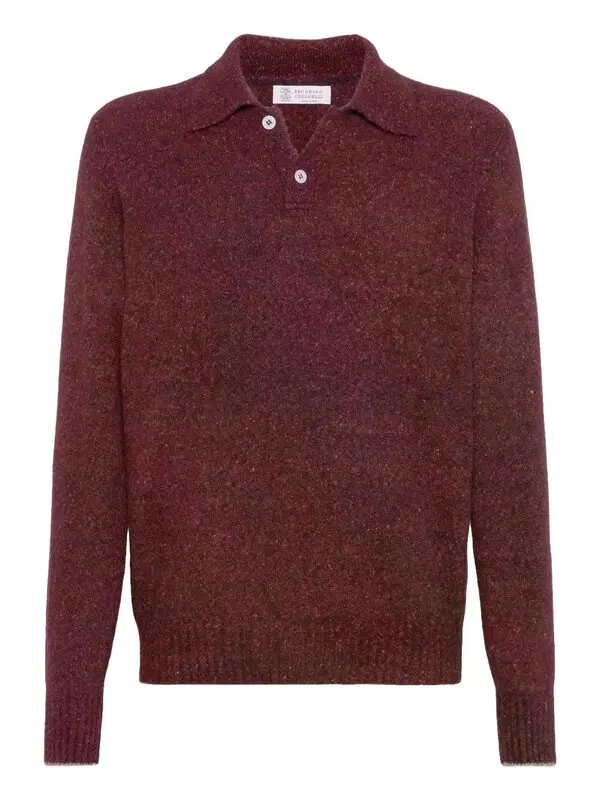 Brunello Cucinelli Mélange-effect Polo Shirt - Red