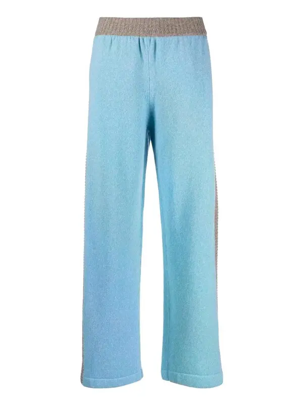 BARRIE Striped Cashmere Trousers - Blue