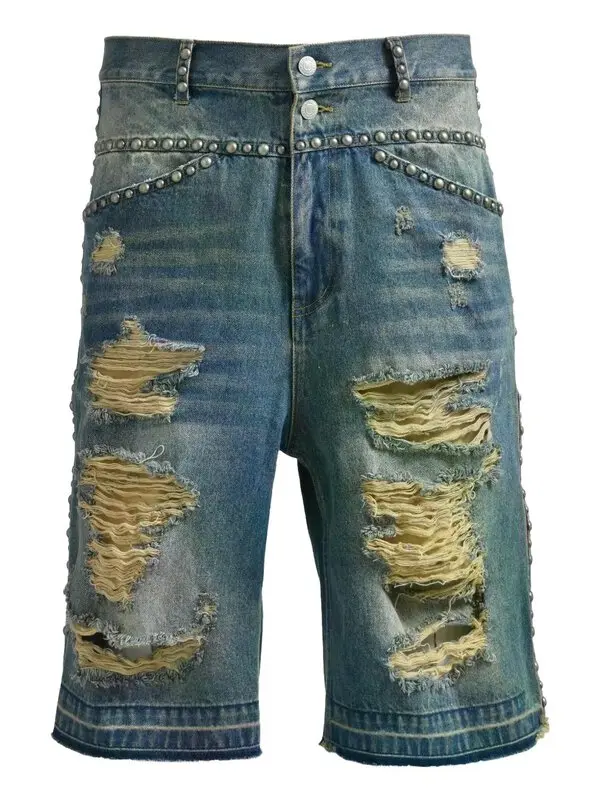 BREATH Stud-embellished Shorts - Blue