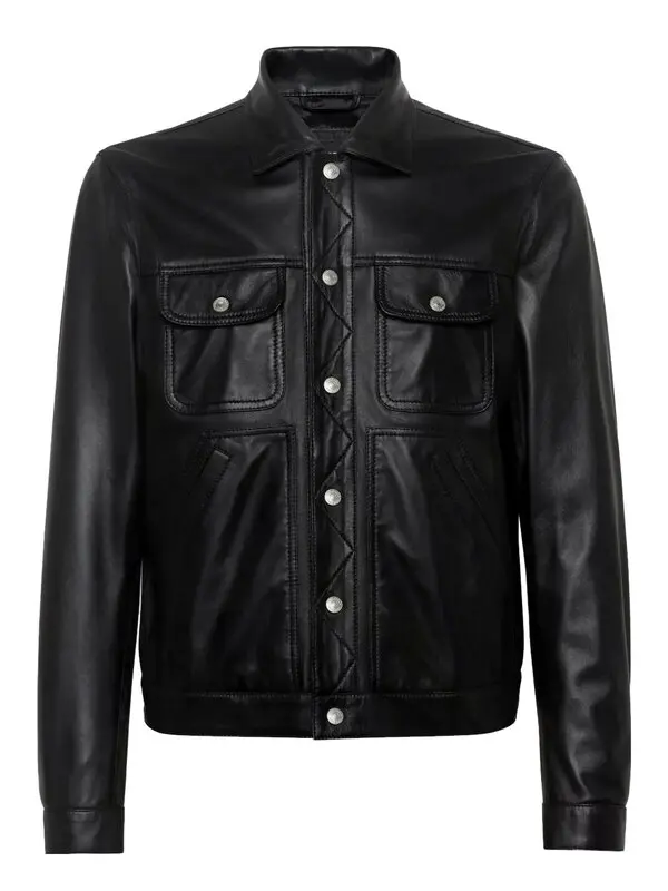 Dsquared2 Biker Leather Jacket - Black
