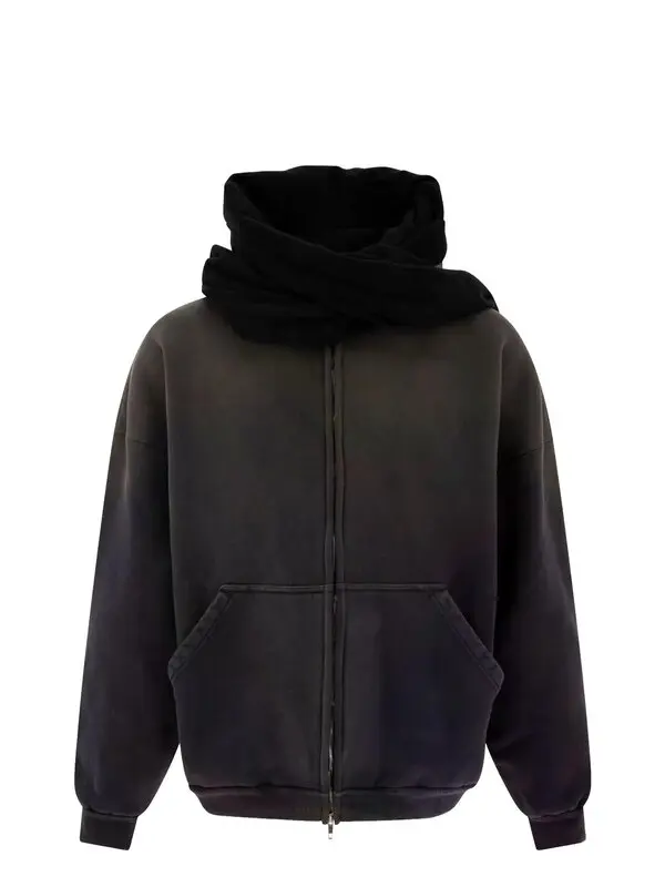 Balenciaga Scarf-detail Zip-up Hoodie - Black